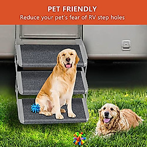 Brrxiur RV Step Covers 22" Wide Camper Step Covers for Radius Steps 3 Pack RV Step Rug with Snap Fasteners