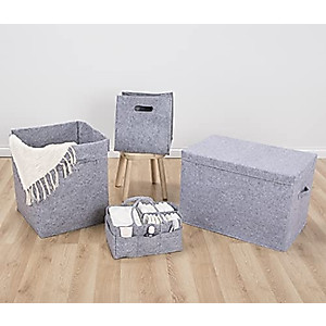 Sammy & Lou Collapsible Felt Soft Toy Box for Toddlers Toy Storage Organizer with Handles and Hinged Lid, 22 x 14.5 x 15 inches, Light Gray