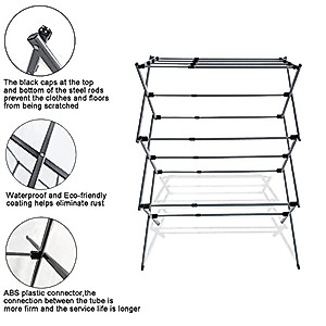 Clothes Drying Rack Folding Indoor 3-Tier Extendable Clothing Dryer Rack, Foldable Laundry Drying Racks, Accordion Collapsible Portable Laundry Racks for Drying Clothes