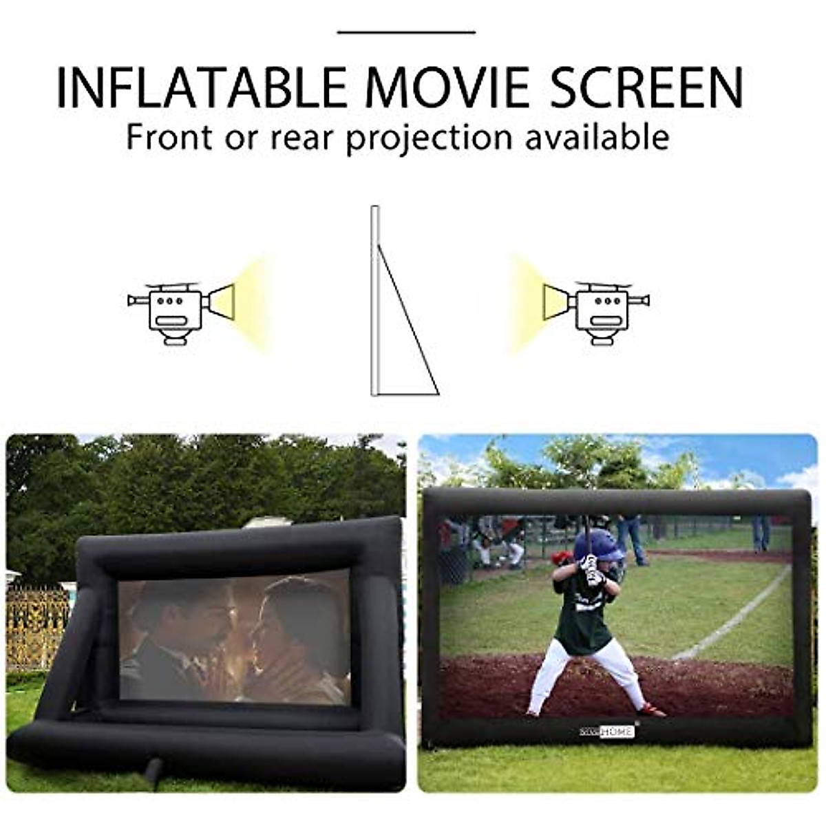 VIVOHOME 16ft Inflatable Blow up Mega Movie Projector Screen with 3-Seater Outdoor Adjustable Canopy Swing Chair