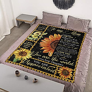 UFOORO Mother Day Birthday Gifts for Mom- Gifts for Mom Throw Blanket,Mom Gifts,Gifts for Mom from Daughter,Mom Gifts from Daughter Sunflower Warm Blanket…