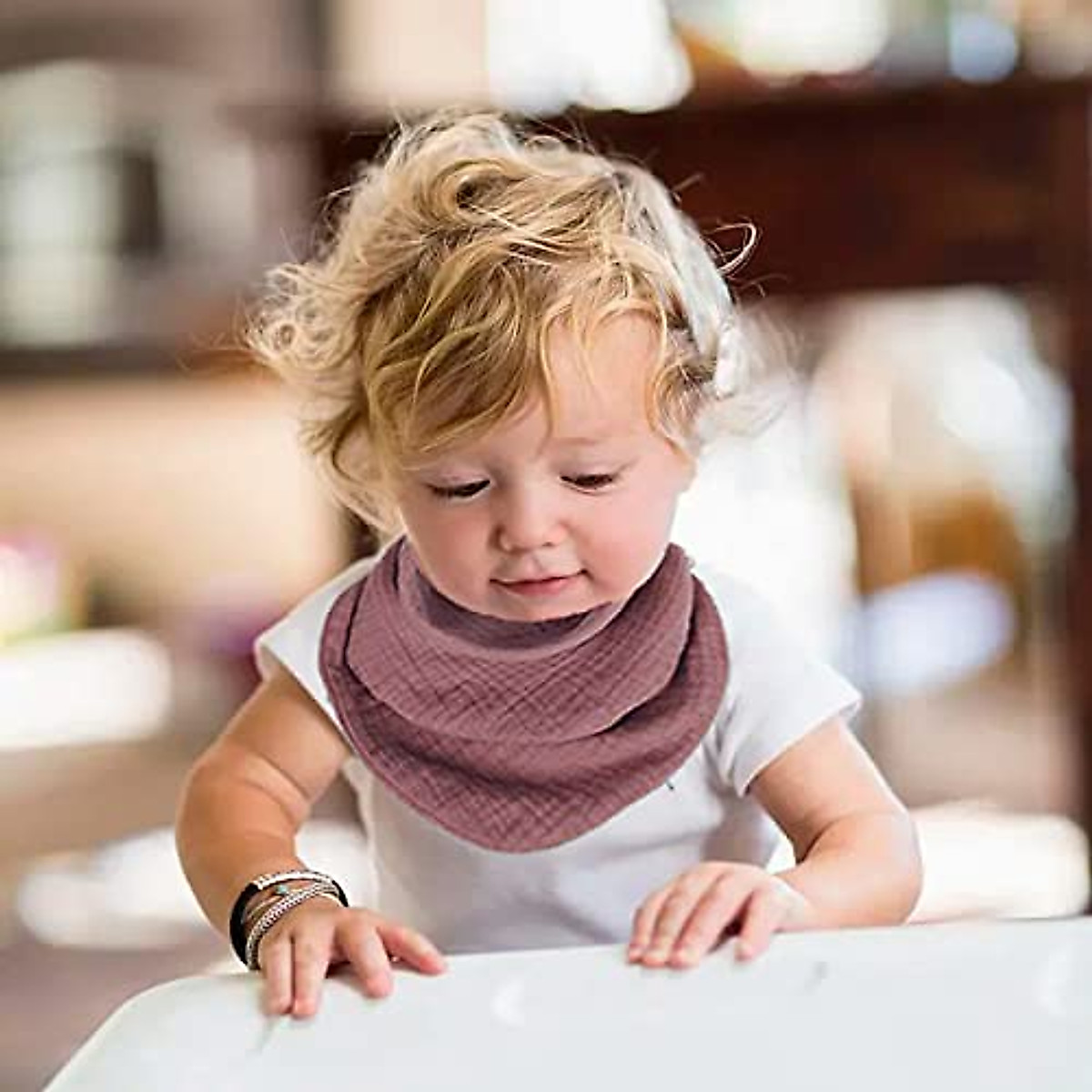 VOMARHUG Muslin Baby Bibs for Girls,100% Cotton Muslin Drool Bandana Bibs,Soft Absorbent Bibs for Teething and Drooling,Adjustable Snap,8 Pack,Solid Color