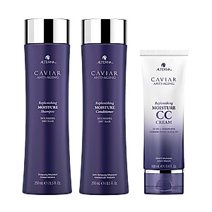 Alterna Caviar Anti-Aging Replenishing Moisture Shampoo, Conditioner, CC Cream Regimen Starter Set | Protects, Restores & Hydrates | Sulfate Free