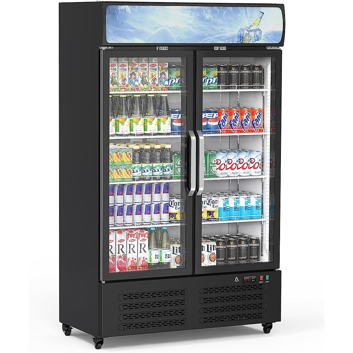 ACONEE Glass Door Display Fridge WRT571SMYB Refrigerator, Black