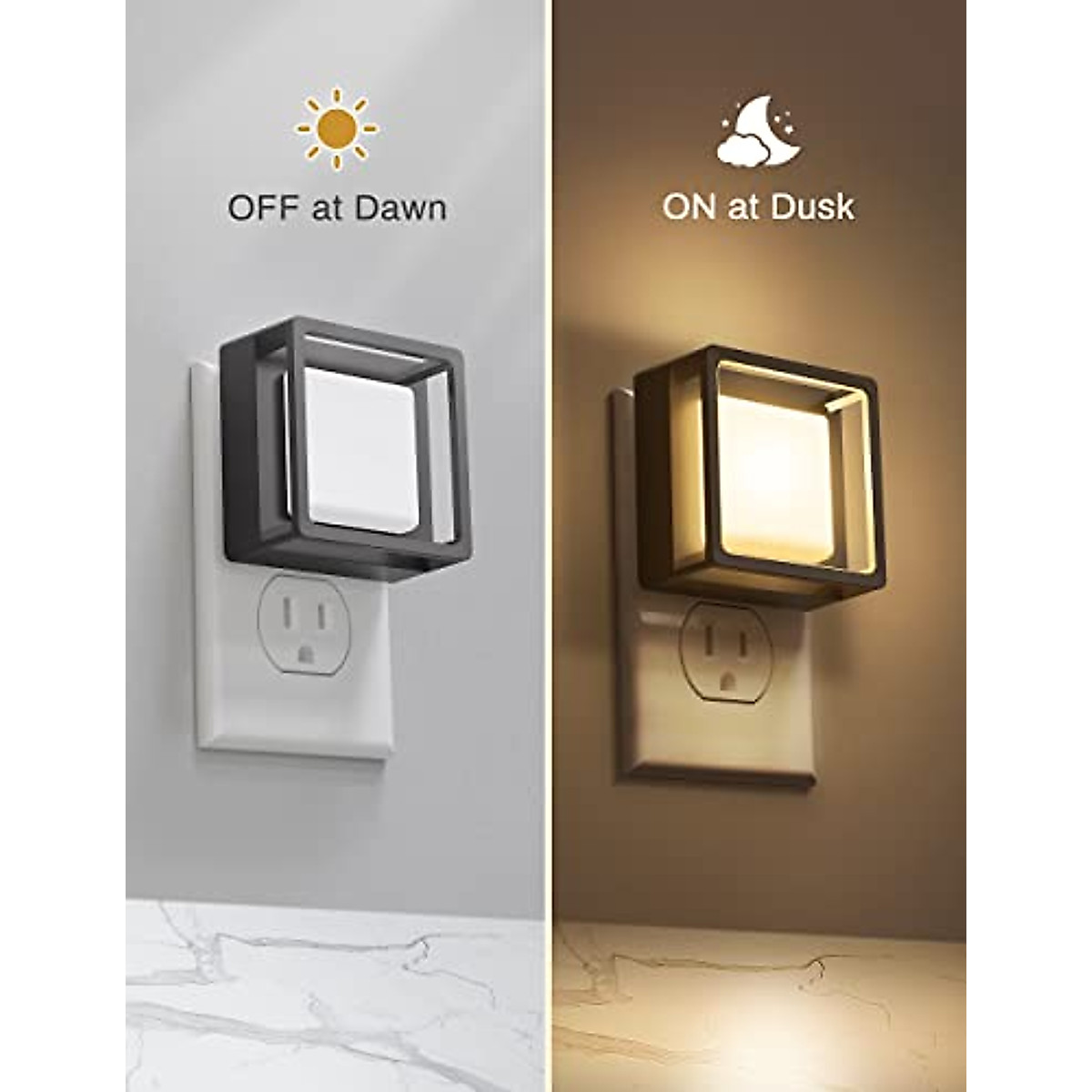 DORESshop Night Light, LED Night Lights Plug Into Wall [2 Pack] with Dusk-to-Dawn Sensor, Dimmable Nightlights, Adjustable Brightness for Bathroom, Hallway, Bedroom,Kids Room,Stairway