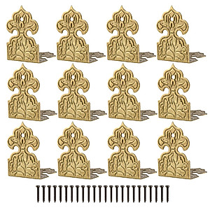 GTHER 12PCS Vintage Decorative Box Edge Corner Cover Guard Protector with Screws for Wooden Jewelry Box Case Photo Frame Chest Trunk Table Cabinet Furniture