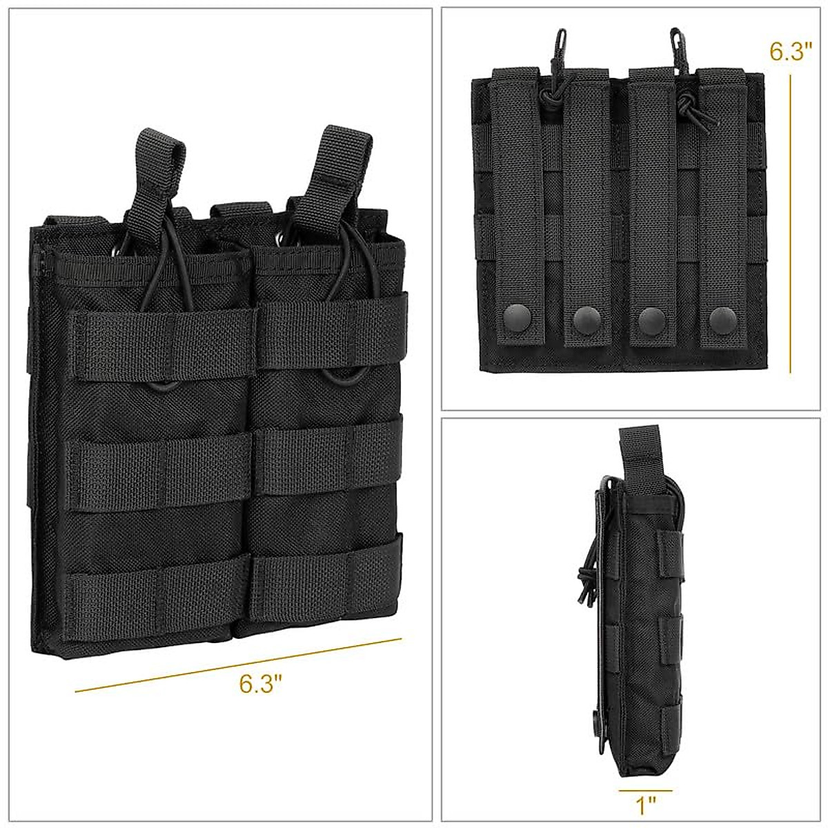 OneTigris Tactical Magazine Pouch, MOLLE Double Mag Pouches for M4 M16 Pmag G36 .223REM Stanag Lancer L5 FAB Ultimag Hexmag HX, Black DD09