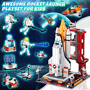 Space Exploration Shuttle Toys for 6 7 8 9 10 11 12 Year Old Kids, Girls, Boys, 12-in-1 STEM Projects Rocket Building Toy Kit with 3 Astronauts, Airplane Rocket Set, Gift idea for Ages 6 +, 885 Pcs