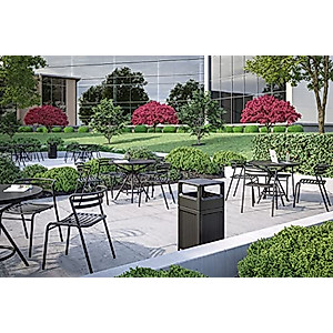 Safco Products Canmeleon Outdoor-Indoor Recessed Panel Trash Can with Ash Urn 9478BL, Black, Decorative Fluted Panels, 15 Gallon Capacity