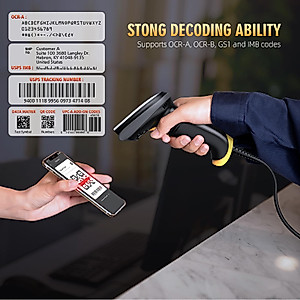 TEEMI 2D Barcode Scanner USB Wired Virtual COM Handheld Automatic QR Data Matrix PDF417 Maxi IMB bar Codes Imager Global Shutter Computer Screen Scan for Windows Mac and Linux PC POS, No Stand