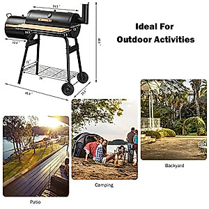 LIVIZA 24.5 Inch Charcoal Grill, Outdoor Camping BBQ Grill, BBQ Grill Set Attached Steel Firebox, Barbecue Pit for Outdoor Garden Park Patio and Backyard Cooking