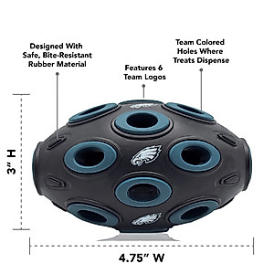 Pets First NFL Philadelphia Eagles Football Treat Dispensing Toy for Dogs and Cats, Rubber Ball Dog Toy, Interactive Fun Dog Treat Toy, Natural Rubber Dog Feeding Toy