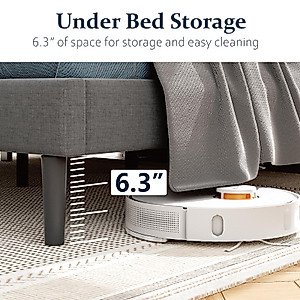 Sismplly Queen Size Bed Frame with Button Tufted Wingback Headboard, Modern Upholstered Platform Bed, Strong Wooden Slats, No Box Spring Needed, Noise-Free, Easy Assembly, Dark Grey