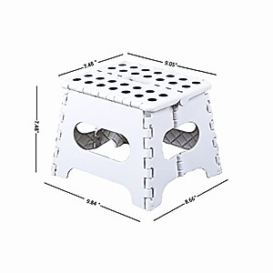 PandaEar Home Folding Step Stool, Lightweight Step Stool with 7.5 Inch Height for Kids, Sturdy Foot Stool for Kitchen, Bedroom, Bathroom & Bathroom- White
