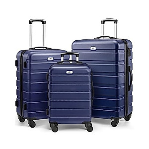 Luggage 3 Piece Sets Hard Shell Luggage Set Spinner Wheels, TSA Lock, 20 24 28 inch Travel Suitcase Sets, Dark Blue