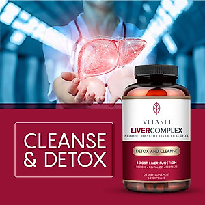 VITASEI Liver Cleanse Detox & Repair, Liver Complex W/Milk Thistle Extract, Garcinia, Curcumin C3, Support Herbal Dietary Supplement, Detox Formula for Women & Men, 60 Capsule (Pack of 2)