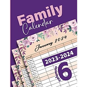 Family Calendar 2024 6 columns: Family Planner 2023/2024 From Sep 2023 to Des 2024, Family Calendar Monthly Organiser for up to 6 Persons, Monthly Planner Calendar, Calendar Month to View Pages