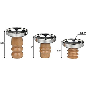 Vixdonos Pillar Candle Holders Set of 3 Wood Candlestick Holder Stainless Steel Plate for Mantel Decor, Dining Table Centerpiece