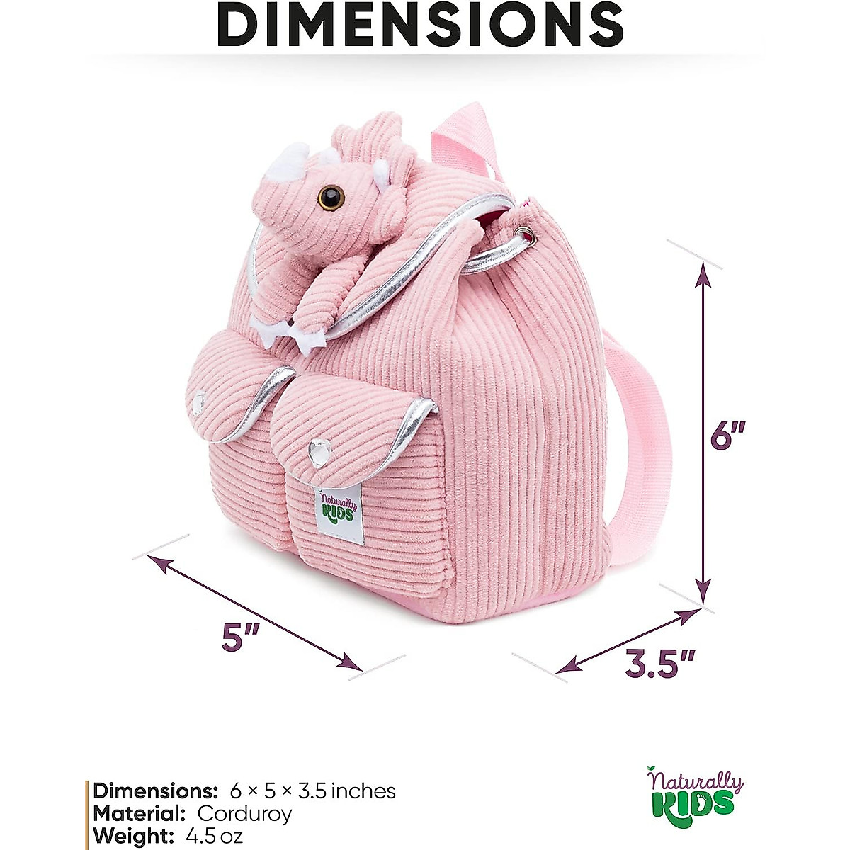Pink Dinosaur Triceratops Mini Backpack for Kids, Mini Backpack for Toddler Girls, Gift for 2 3 4 5 Year Old Girl Boy