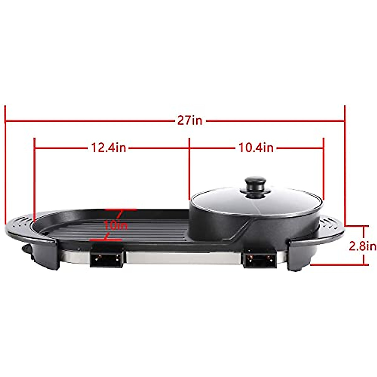 HYDDNice 2 in 1 Electric Grill with Hot Pot Multifunctional Electric Barbecue and Hot Pot Separate Dual Temperature Contral 110V 1000W