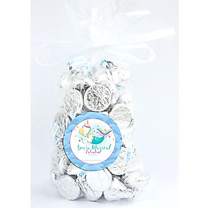 Magical Mermaid Unicorn Valentine Party Favor Sticker Labels, 40 2" Party Circle Stickers by AmandaCreation, Great for Classroom Valentines, Envelope Seals, Gifts & Treats