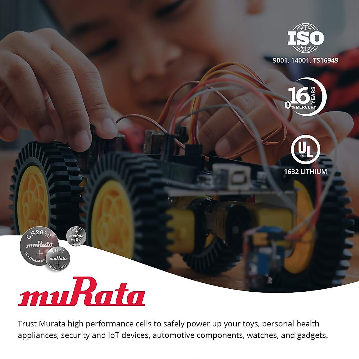 Murata CR2430 Battery DL2430 ECR2430 3V Lithium Coin Cell (5 Batteries)