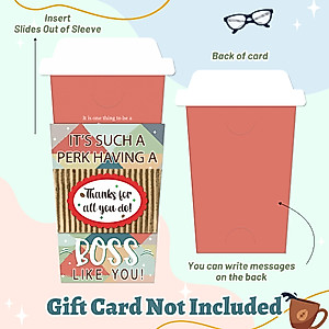 ANGOLIO Happy Boss's Day Gift Card Holders - 8Pcs Appreciation Greeting Cards Holder Thanksgiving Day Coffee Cup Thank You Gift Card Holder for Boss Thanks For All You Do Appreciation Week Coffee Gift Cards