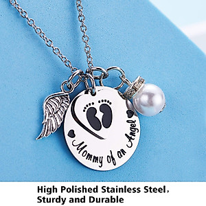 LParkin Miscarriage Gifts For Mothers Memorial Necklace For Mommy of an Angel Sympathy Wing Gift
