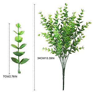 Artificial Plants Flowers Fauk Boxwood Shrubs 6 Pack Artificial Farmhouse Greenery Stems Fake Plastic Plants Lifelike Greenery Foliage with 42 Stems for Home Garden Patio Yard Indoor Outdoor Decor