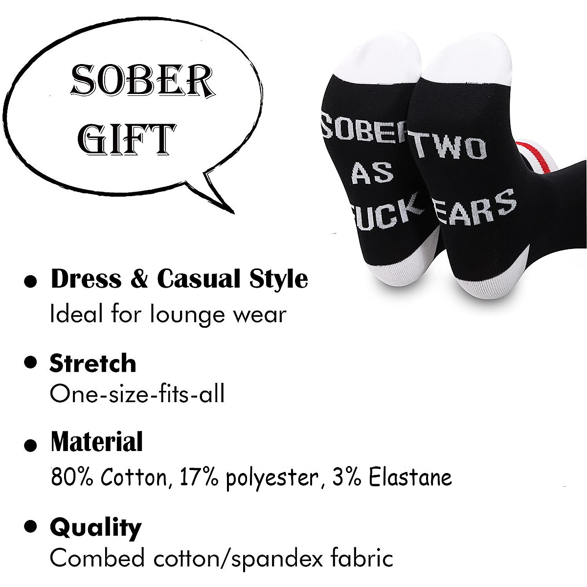 TSOTMO 2 Pairs Sobriety Anniversary Socks Sobriety Gift AA NA Recovery Socks Sober As Encouragement Gift (2 year F)
