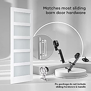 Finosen 32 in x 84 in Sliding Closet Door, 5-Lite Frosted Glass, LVL Wood Panel, PVC Surface, Assembly Needed Interior Doors for Bathroom, Living Room, White