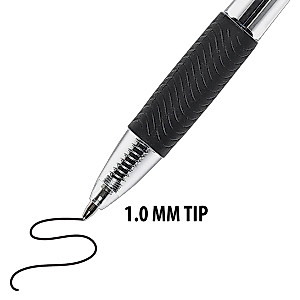 Inc. ClipClicks Retractable Ballpoint Pens - Bulk 1.0-mm Medium-Point Pen Set With Comfort Grip for School, Office, Writing, and Journaling, 50 Count, Black