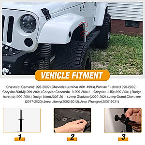 GOOACC 50Pcs 1/4" Hole Nylon Blind Rivets Fender Flare Bumper Door Trim Plastic Rivet Retainer Compatible with Chrysler 6501559, 6506007AA GM 10184895 Ford N803862-S