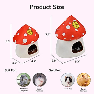 LyssKMK Cozy Mushroom House for Hamsters Soft Plush Tiger Shelter for Rat Small Guinea Pigs Cute Warm Bedding for Small Pets Cartoon Mushroom