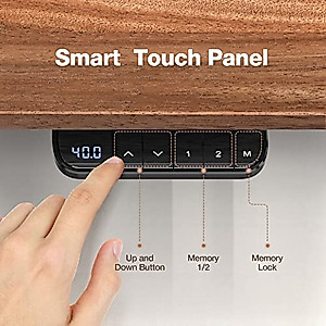 HOUSEELF Adjustable Standing Desk, 100% Solid Wood Adjustable Height Desk w/ 29"-48" Height Controller, Unique Look, Sturdy Legs, Silent & Smooth Lift, Sit Stand Up Desk for Home Office Study, Walnut