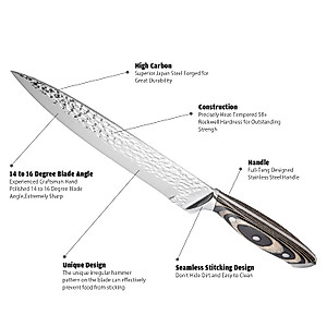 Knife Set,15 Pieces Kitchen Knife Set with Wooden Block,High Carbon Japanese Stainless Steel Knife Block Set,Ultra Sharp, Full-Tang Design ,Irregular Hammer Pattern