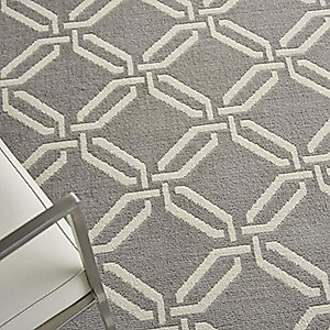 Nourison Jubilant Trellis Grey 5'3" x 7'3" Area -Rug, Easy -Cleaning, Non Shedding, Bed Room, Living Room, Dining Room, Kitchen (5x7)