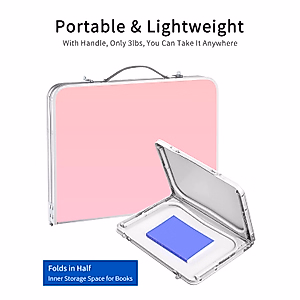 Foldable Laptop Desk, SUVANE Breakfast Serving Bed Tray, Portable Mini Picnic Table Storage Space Lap Desk Reading Holder(Pink)