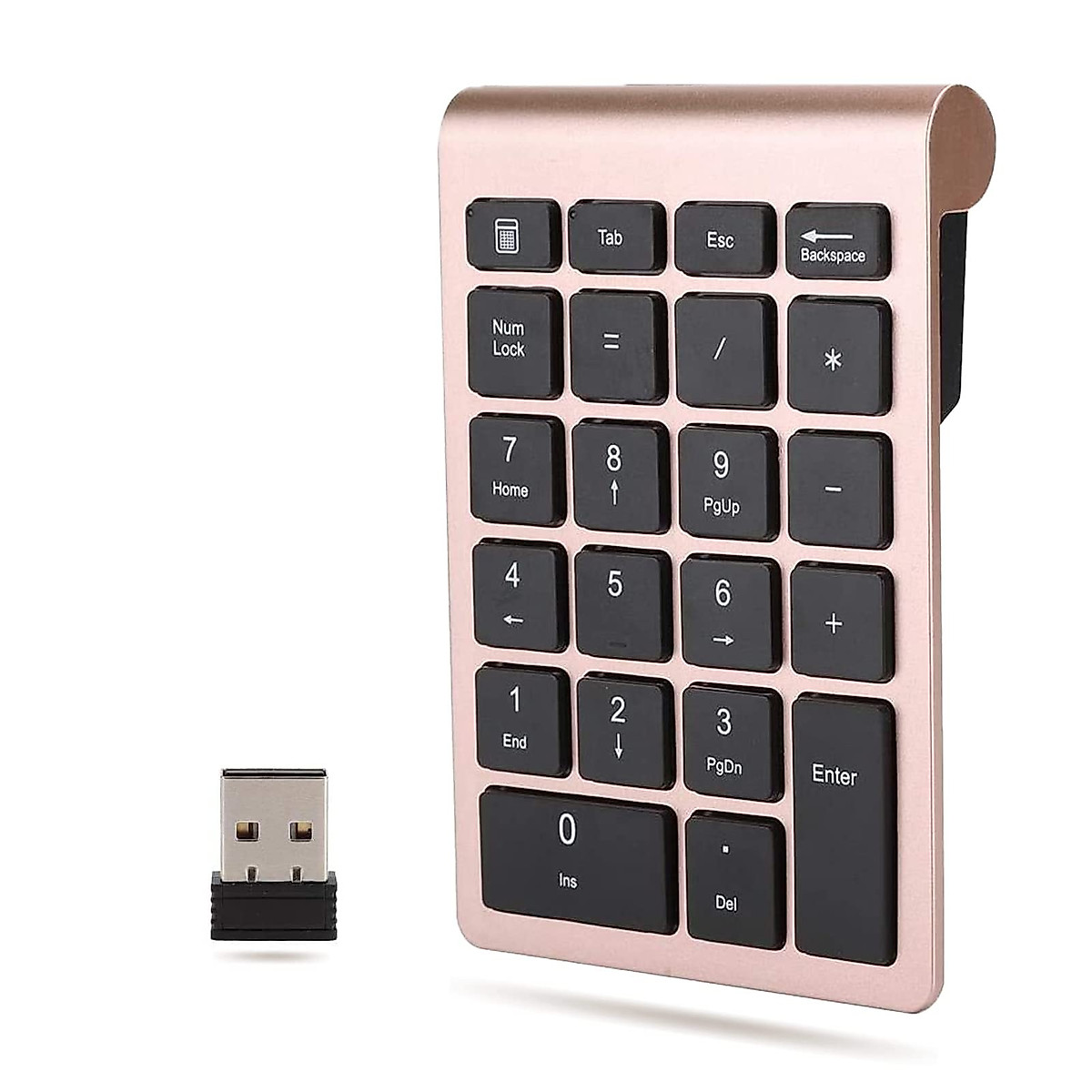 Yoidesu 22 Keys Number Pads, Numeric Keypad Portable 2.4 GHz Number Keyboard Financial Accounting Number Keyboard for Laptop, PC, Desktop, pro, Notebook, etc.(Rose Gold)