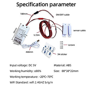MHCOZY WiFi Wireless Smart Switch Relay Module for Smart Home 5V 5V/12V，Ba Applied to Access Control, Turn on PC, Garage Door (Smart Life app WiFi Garage Door Opener)
