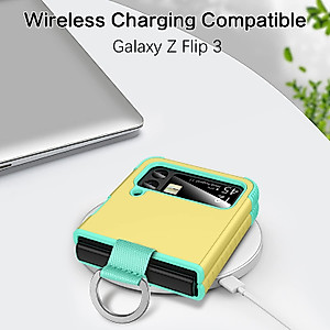 BENTOBEN for Samsung Galaxy Z Flip 3 Case, Z Flip 3 5G Case, Heavy Duty 2 in 1 Full Body Rugged Shockproof Protection Cover with Ring Women Men Covers for Galaxy Z Flip 3 6.7”, Yellow Lemon