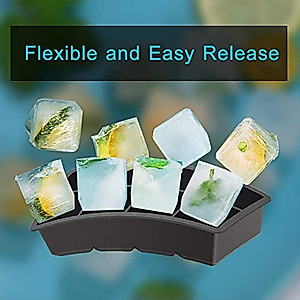 Alinana Ice Cube Tray with Lid, BPA Free Food Grade Ice Cube Molds for Whiskey, Large Silicone Ice Cube Tray for Cocktails