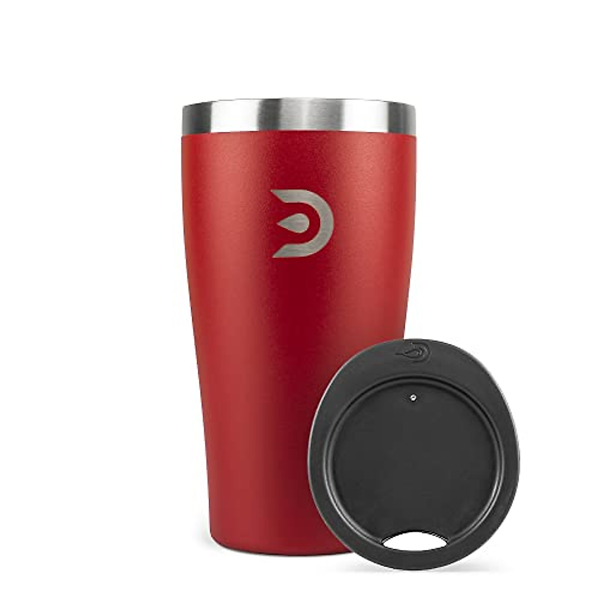 DrinkTanks Insulated Craft Pint Cup - 16 oz Vacuum Insulated Stainless Steel Mug with Lid; Hot/Cold perfect for coffee, iced tea, beer, cocktails, wine, kombucha; Dishwasher Safe (Crimson)
