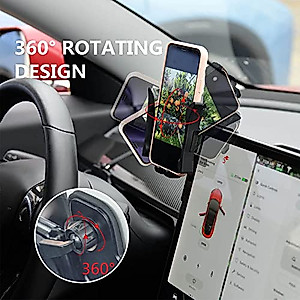 TSELLER for Tesla Model Y Model 3 Phone Holder Cell Phone Mount Silence Screen Phone Cradle Kits Adaptive for 5.5-7.0" Smartphones Accessories with Silicone Sunglasses Organizer