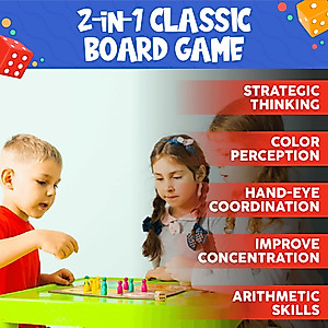 Toysery 2 in 1 Board Games Set. Complete with Ludo Board Game Plus Snakes and Ladders Set