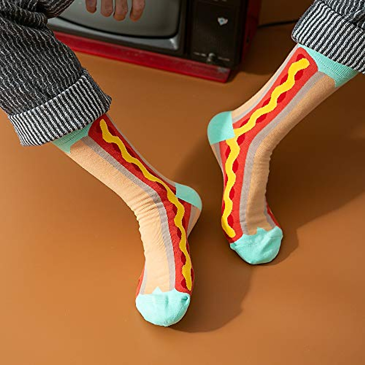BISOUSOX Men's Colorful Funny Novelty Casual Cotton Crew Gift Fun Dress Socks Novelty for Men Father