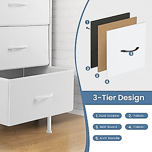 DUMOS Dresser for Bedroom with 6 Drawers, Clothes Drawer Fabric Closet Organizer, Cloth Dresser with Metal Frame and Wood Tabletop Chest Storage Tower for Kids Room, Nursery, Living Room, Entryway