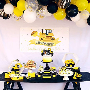 Glorymoment Excavator Birthday Cake Topper, Construction Cake Topper Decorations for Children Excavator Engineering Theme Cake, Construction Theme Kids Birthday Party Decoration (6.7’’x4.49’’)