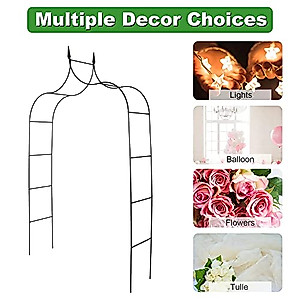 Peach Tree Outdoor Garden Arch Gothic 8' 4" H x 4' 7" W Arbor Iron Black Trellis Metal Weather Resistant Wall Art Climbing Plant Growing Lawn Backyard