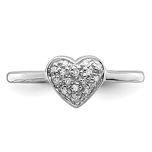 IceCarats 925 Sterling Silver Diamond Heart Ring Love Band Size 6